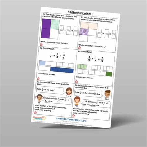 Year 5 Add Fractions Within 1 Reasoning And Problem Solving Resource Classroom Secrets