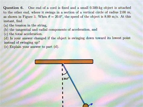Solved Question 6 One End Of A Cord Is Fixed And A Small 0 500 Kg