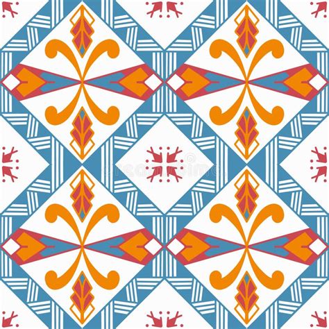 Tile Seamless Pattern Design With Colourful Motifs Stock Vector Illustration Of Decoration