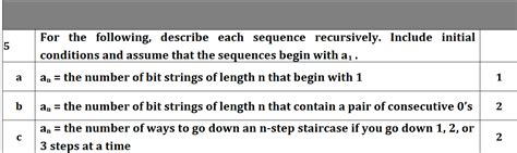 Solved 5 For The Following Describe Each Sequence