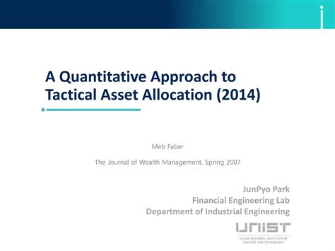 A Quantitative Approach To Tactical Asset Allocation 2014 Pptx Stocks And Bonds Personal