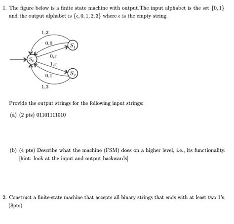 Solved 1 The Figure Below Is A Finite State Machine With