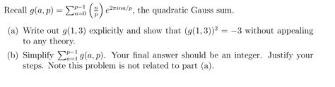 Solved Recall G A P Ezrina P The Quadratic Gauss