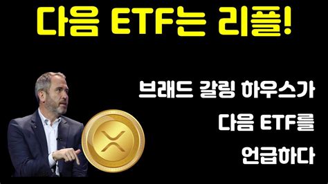 리플 Ceo 브래드 갈링 하우스가 언급한 확실히 출시될 다음 Etf는 리플인가 정확한 워딩을 살펴 봅시 Youtube