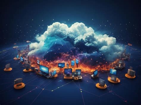 Premium Ai Image Data Transfer Cloud Computing Technology Concept Photorealistic Image