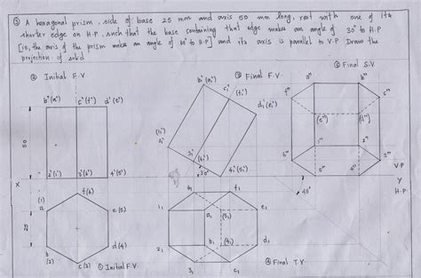 Engineering Graphics For Engineers Projection Of Solids Hexagonal Prism Axis Inlined To One