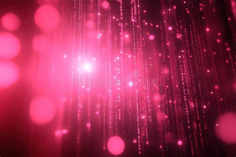 Futuristic Data Stream Binary Code Cascade Pink Abstract Light Technology Background Stock