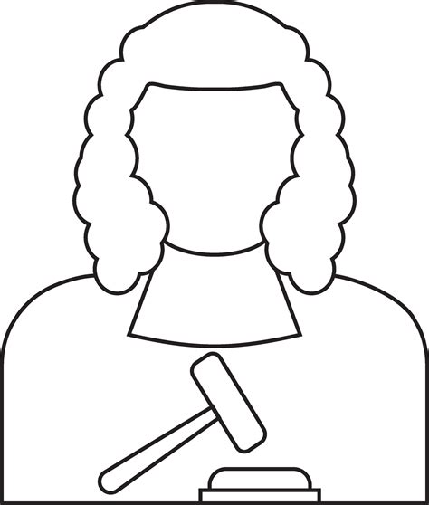 Character Of Female Judge Gavel In Black Line Art 24828576 Vector Art At Vecteezy