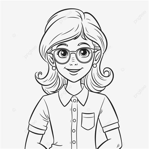 안경을 쓴 소녀 색칠 페이지 개요 스케치 드로잉 벡터 내 선생님 그림 내 선생님 개요 나의 선생님 스케치 Png 일러스트 및 벡터 에 대한 무료 다운로드 Pngtree