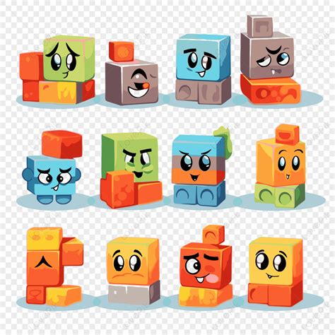 만화 블록 인물 벡터 노란색 표정 강청색 Png 일러스트 무료 다운로드 Lovepik