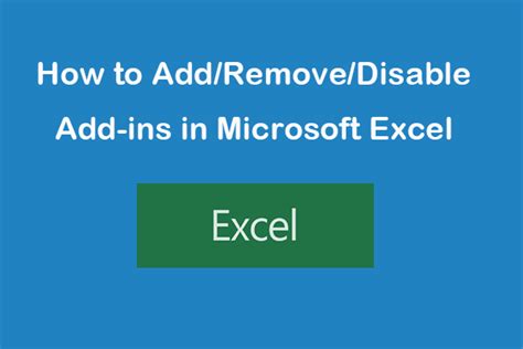 Best Excel Add Ins How To Add Or Remove Add Ins In Excel Minitool
