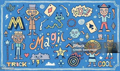마법의 재미 엉뚱한 낙서 1을 설정합니다 컬러 드로잉입니다 벡터 일러스트입니다 감정에 대한 스톡 벡터 아트 및 기타 이미지 감정 경외감 공연 Istock