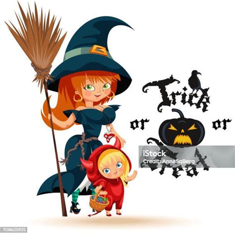 모든 Hallows 이브 가족 파티 평면 포스터 벡터 일러스트입니다 마녀 드라큘라와 악마의 좋은 할로윈 의상을 입은 딸과 함께 웃는 부모 만화 흰색 절연 드라큘라 백작에