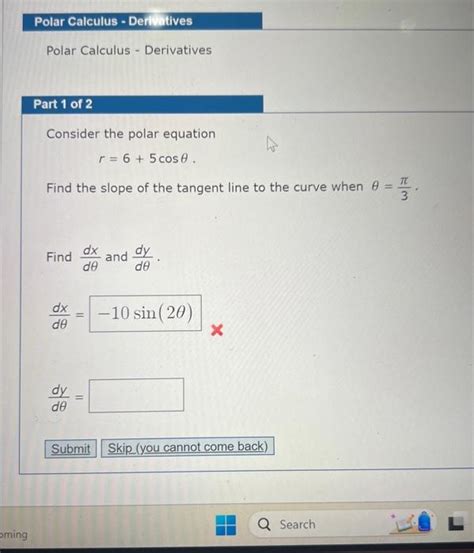 Solved Consider the polar equation r 6 5cosθ Find the Chegg
