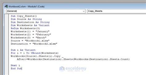 Excel Vba To Copy Multiple Sheets To New Workbook Exceldemy
