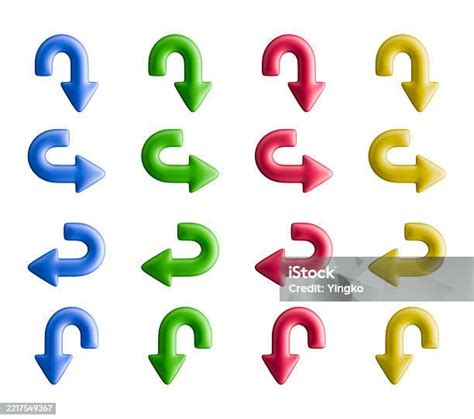 여러 가지 빛깔의 역방향 화살표 벡터 3d 기호 3차원 형태에 대한 스톡 벡터 아트 및 기타 이미지 3차원 형태 가리키기 그라데이션 Istock