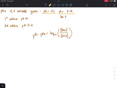 Solved The Pka Values Of A Compound With Two Ionizable Groups Are Pk1 410 And Pk2 Between 7