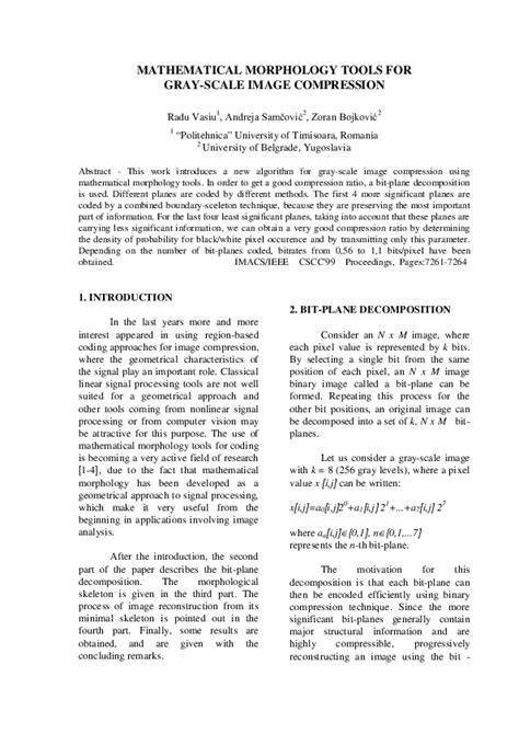 Pdf Mathematical Morphology Tools For Gray Scale Image Compression