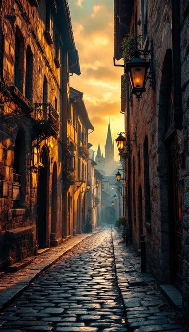 Free Sunset Cobblestone Alley Image Sunset Cobblestone Alley