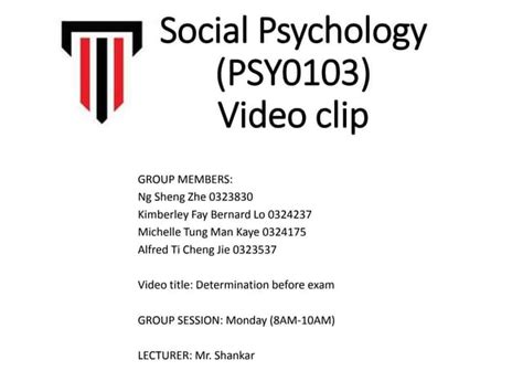 Psychology Assignment 3 Video Clip Presentation Slides Ppt