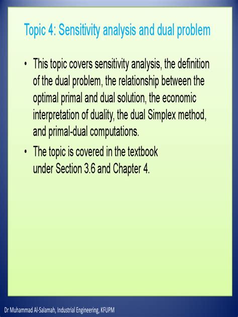 Sensitivity Analysis Dual Problem Pdf Sensitivity Analysis Mathematical Optimization