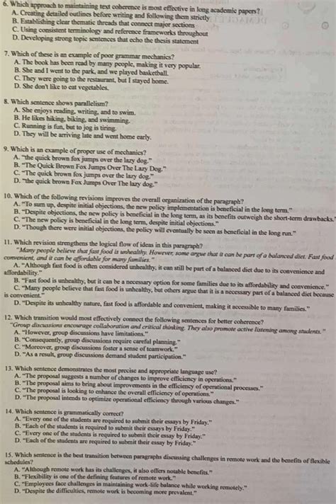 6 Which Approach To Maintaining Text Coherence Is Most Effective In Long Academic Papers A