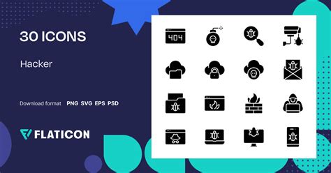 Hacker Icon Pack Glyph 30 Svg Icons