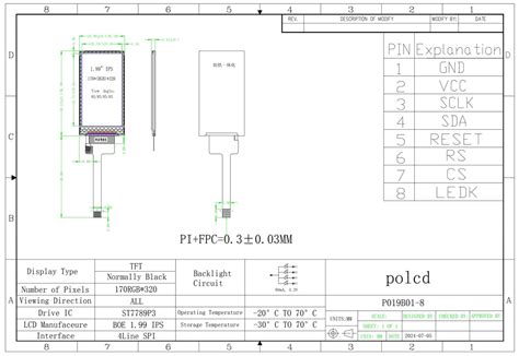 Polcd Small Size 1 9 Inch Lcd Display 170 320 Transmissive Ips Tft Lcd Module Screen