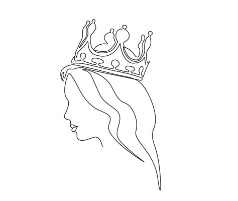Premium Vector Continuous One Line Drawing Of Queen And Crown Simple