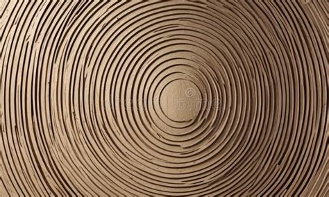 Close Up View Wooden Surface With Concentric Circles Varying Sizes Creating Textured And
