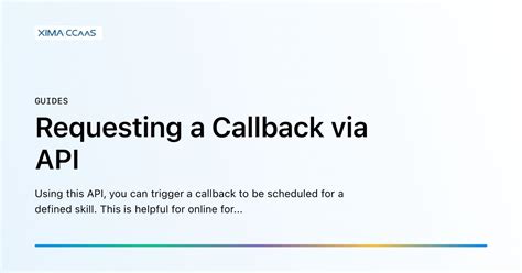Requesting A Callback Via Api