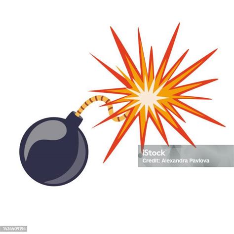 폭발 만화 다이너마이트 또는 폭탄 폭발 화재 붐 구름과 연기 요소 위험한 폭발 폭발 원자 폭탄 폭발 벡터 손 그리기 그림 격리에 대한 스톡 벡터 아트 및 기타 이미지