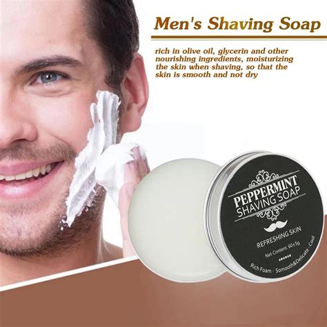남성용 수제 수염 면도 비누 부드러운 비누 자극 알루미늄 박스 폼 크림 민트 향 풍부한 부드러움 F7g8 60g Aliexpress