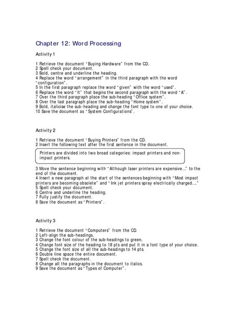 Chapter 12 Word Processing Activity 1 Pdf Printer Computing Word Processor