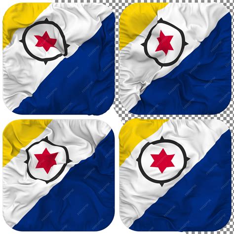 Premium Psd Bonaire Flag Squire Shape Isolated Different Waving Style Bump Texture 3d Rendering