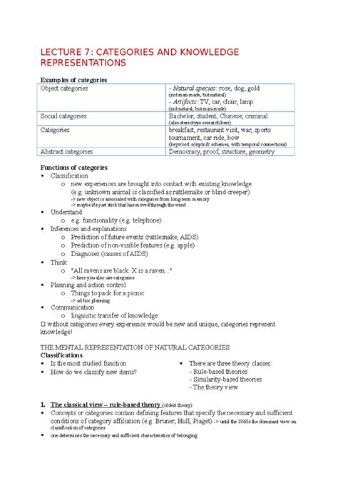 Categories And Knowledge Representations Part 1 Lecture 7