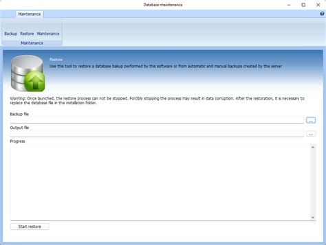 Settings System Backup Restoring Backups Database