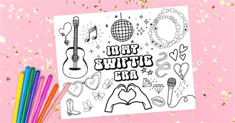 Fun Taylor Swift Activities Free In My Swiftie Era Coloring Sheet