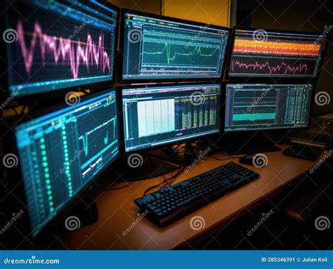 Computer Screens Display Data And Graphs Stock Illustration Illustration Of Computer Camera