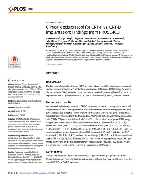 PDF Clinical Decision Tool For CRT P Vs CRT D Implantation Findings From PROSE ICD