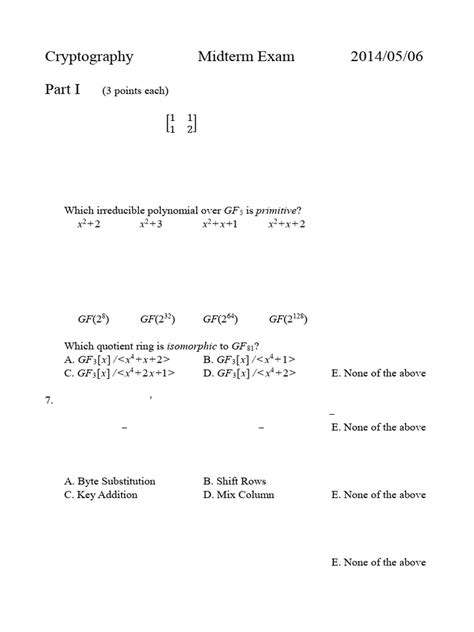 2014 Exam 1 Pdf Cryptography Secure Communication