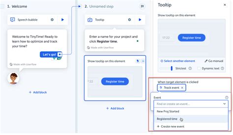 button click tracking userflow documentation