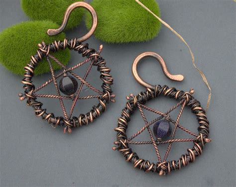 Pentagram Ear Weights Witchy Ear Weight Copper Pentacle Ear Hangers 6 G Copper Ear Weights