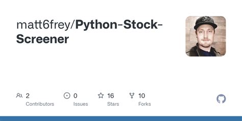 github matt6frey python stock screener