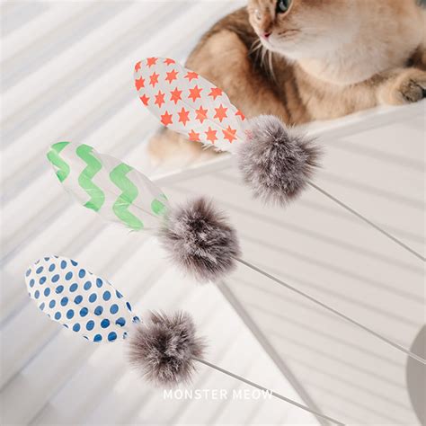 Badu Bg Забавна котешка играчка с перо и помпон Badu Bg