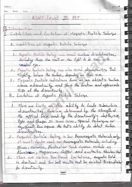 Asnt Magnetic Particle Testing Mt Level Iii Notes Dr Samir Saad Handwriting Pdf