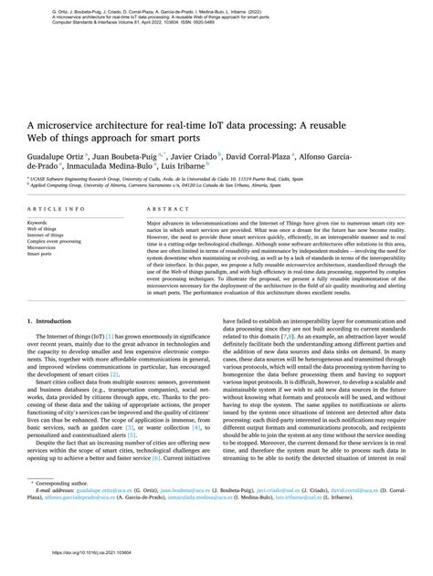 Pdf A Microservice Architecture For Real Time Iot Data Processing A