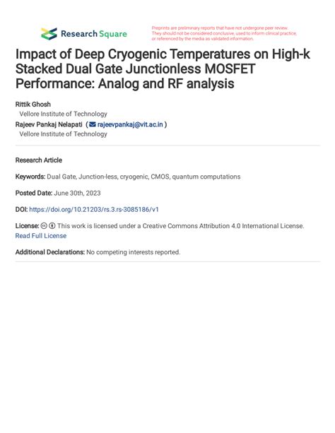 Pdf Impact Of Deep Cryogenic Temperatures On High K Stacked Dual Gate