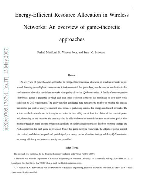 Energy Efficient Resource Allocation In Wireless Networks An Overview Of Game Theoretic