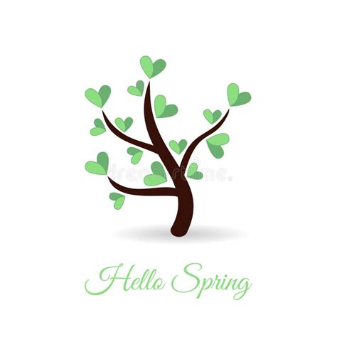 Tree With Paper Leaves And Hanging Hearts Love Tree With Heart Leaves Stock Vector